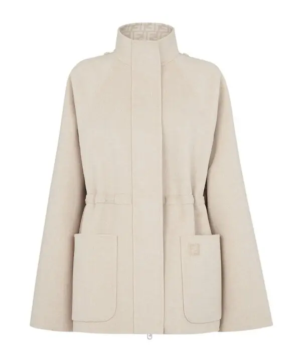 Fendi Ff Motif Hooded Jacket - Beige