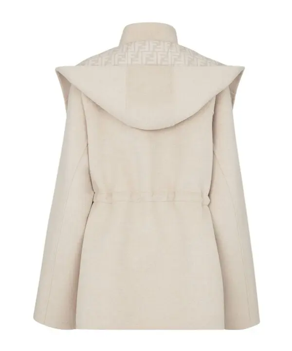 Fendi Ff Motif Hooded Jacket - Beige