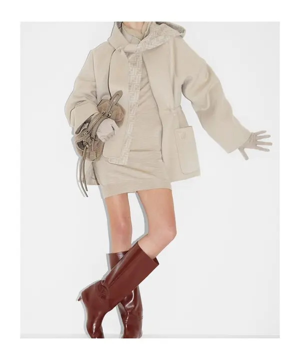 Fendi Ff Motif Hooded Jacket - Beige