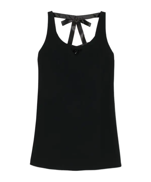 Prada Logo Plaque Sleeveless Mini Dress - Black