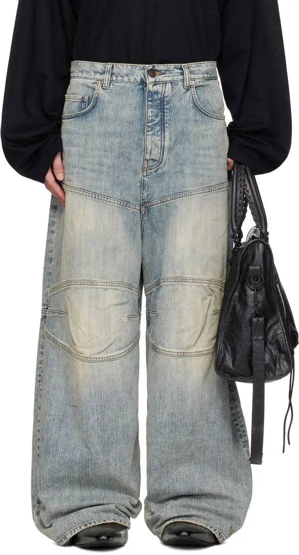 Balenciaga Wide-leg Distressed Jeans - Light Blue