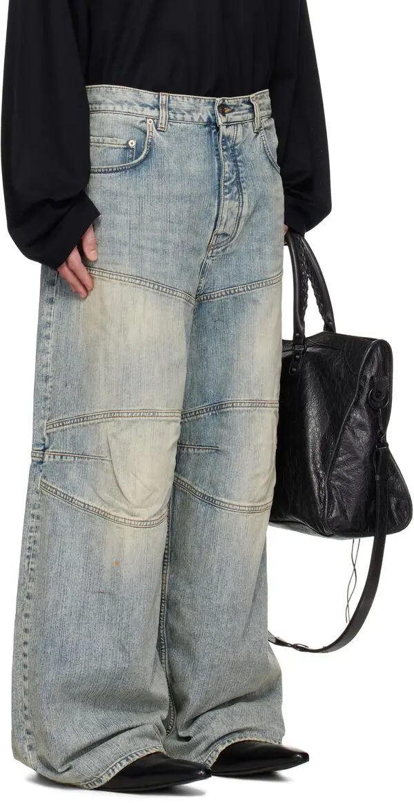 Balenciaga Wide-leg Distressed Jeans - Light Blue