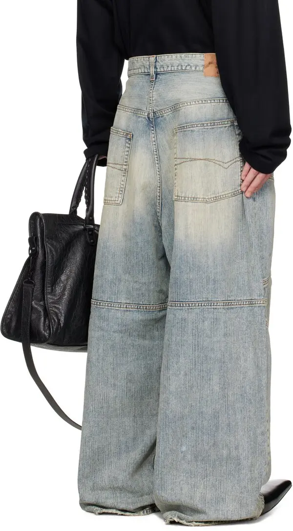 Balenciaga Wide-leg Distressed Jeans - Light Blue
