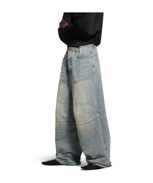 Balenciaga Wide-leg Distressed Jeans - Light Blue
