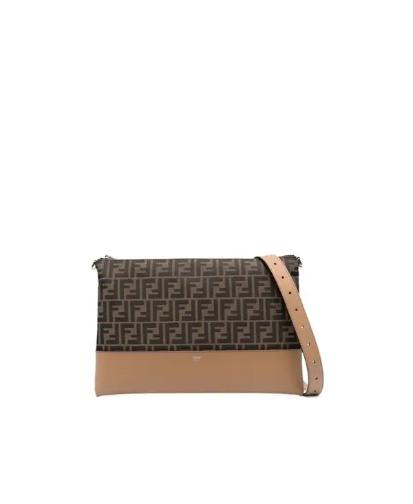 Fendi Ff Motif Medium Clutch Bag - Brown