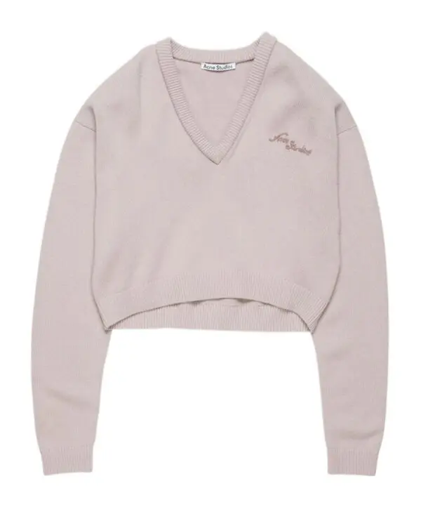 Acne Studios V-neck Embroidered Knit Jumper - Pink