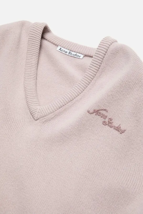Acne Studios V-neck Embroidered Knit Jumper - Pink