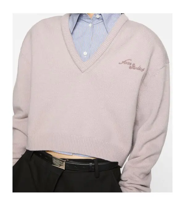 Acne Studios V-neck Embroidered Knit Jumper - Pink
