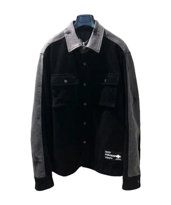 FORCERPBLK Corduroy Spliced Casual Jacket - Black