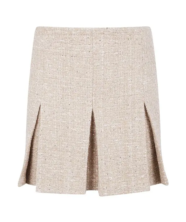 TWINSET Bouclé Pleated Mini Skirt - Nude