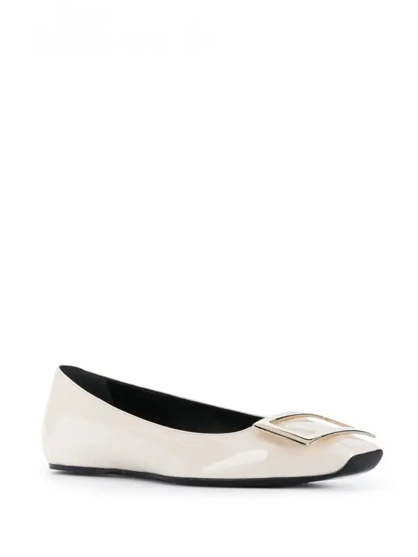 ROGER VIVIER Trompette Buckle Ballerina Flats - Cream