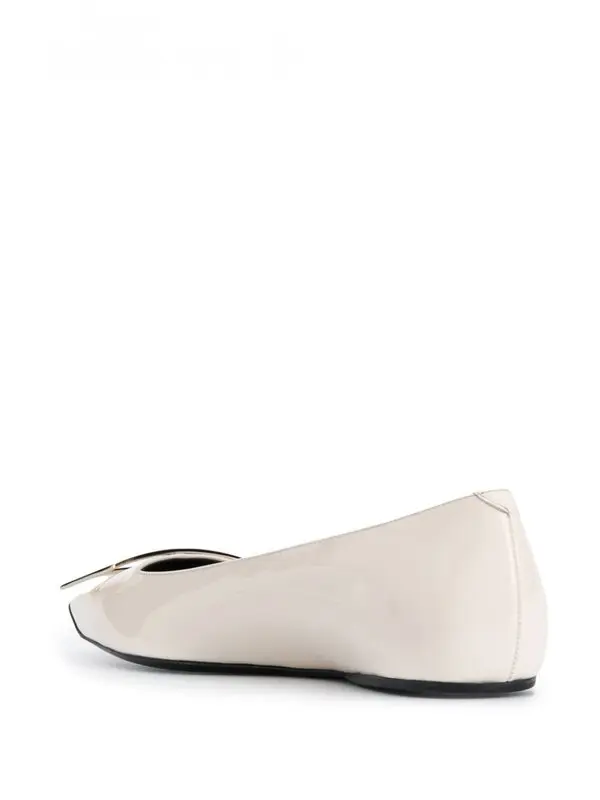 ROGER VIVIER Trompette Buckle Ballerina Flats - Cream