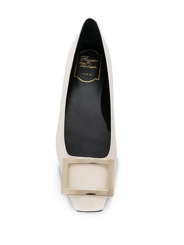 ROGER VIVIER Trompette Buckle Ballerina Flats - Cream