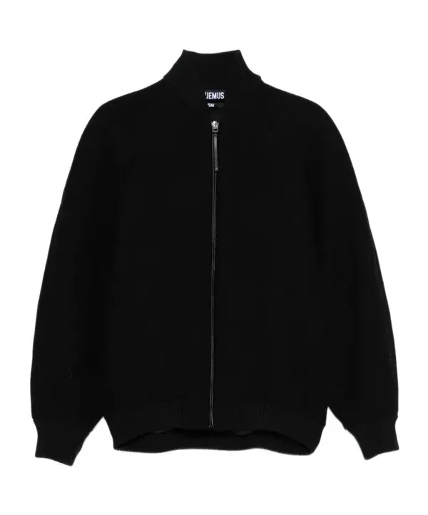 Jacquemus Long-sleeved Zip-up Jacket With Elasticated Cuffs And Hem - Black