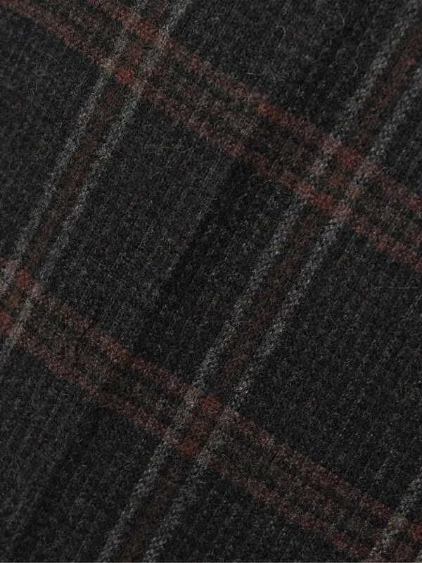 Sea Checked Wide-leg Wool-blend Pants With Leather Belt