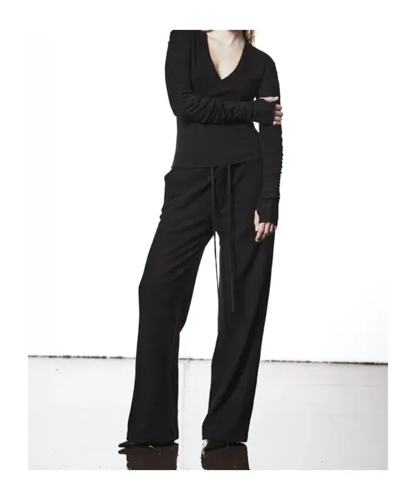 THOM KROM V-neck Gathered-sleeve Top