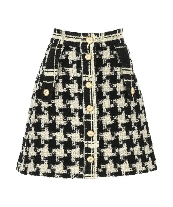 Valentino Garavani Embellished Button Detail Tweed Mini Skirt