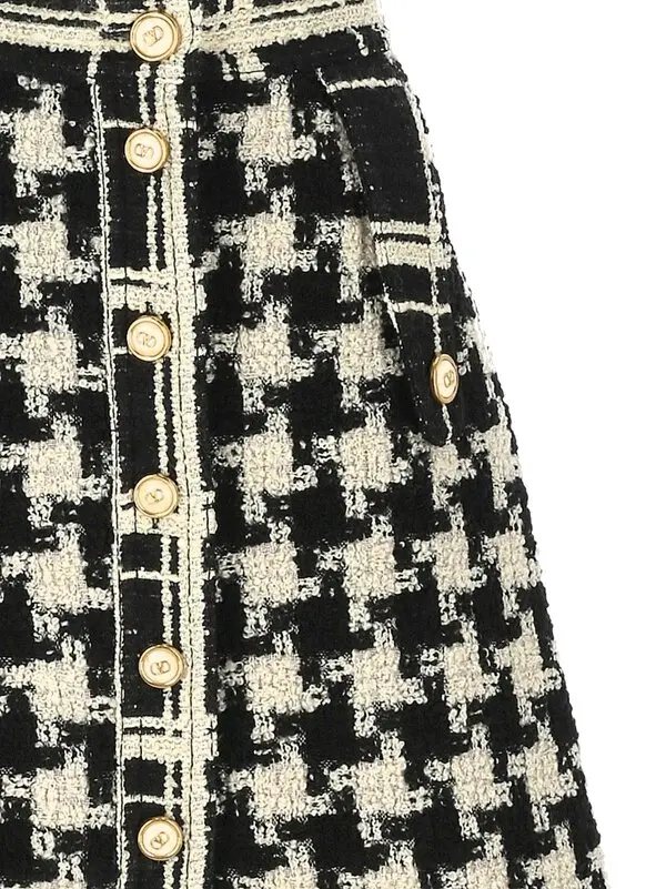 Valentino Garavani Embellished Button Detail Tweed Mini Skirt