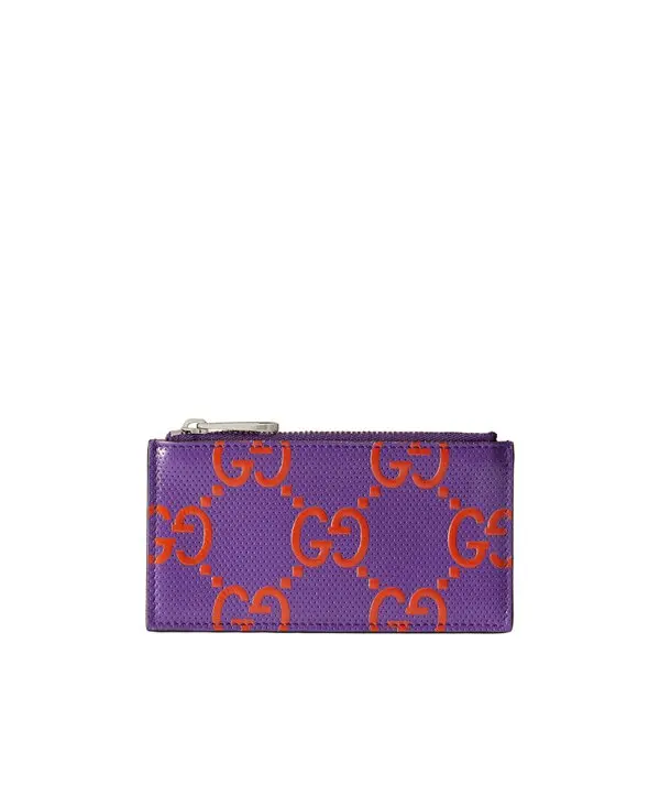 Gucci Gg-embossed Zipped Cardholder - Purple
