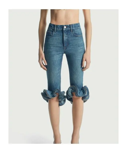 Coperni Ruffled Jeans - Gray