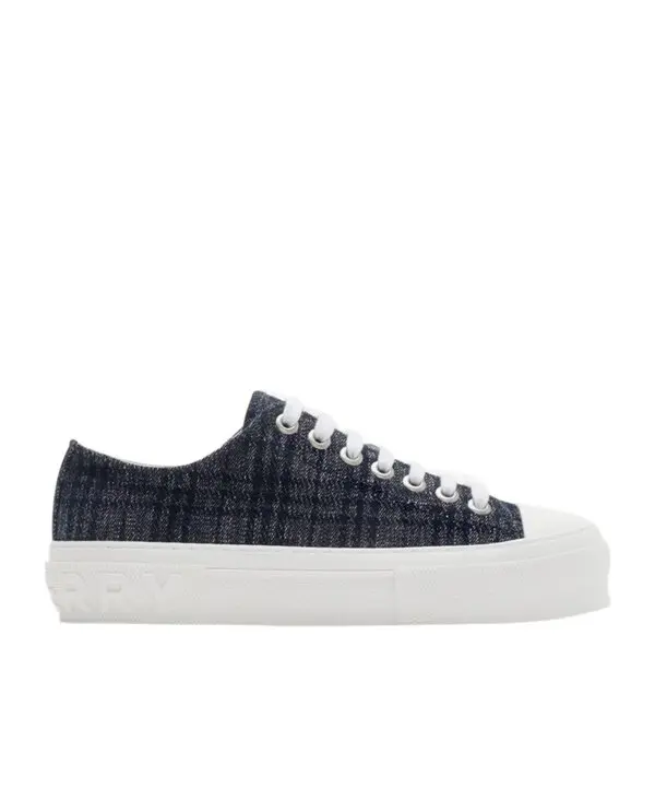 Burberry Checked Lace-up Low-top Sneakers - Indigo
