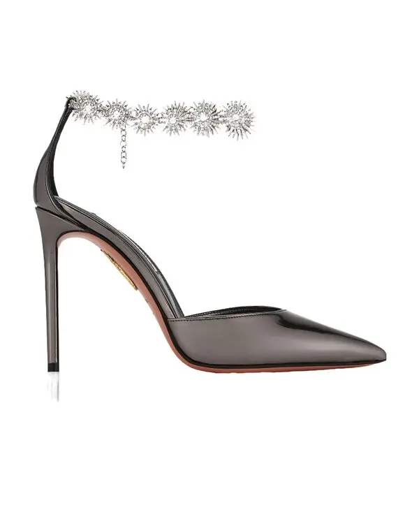 AQUAZZURA Comet Pointed-toe Pumps With Crystal Embellishment - Black