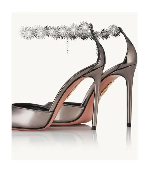 AQUAZZURA Comet Pointed-toe Pumps With Crystal Embellishment