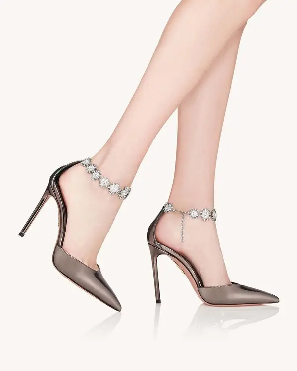 AQUAZZURA Comet Pointed-toe Pumps With Crystal Embellishment