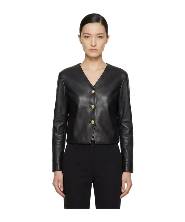 Marissa Chiara V-neck Leather Jacket