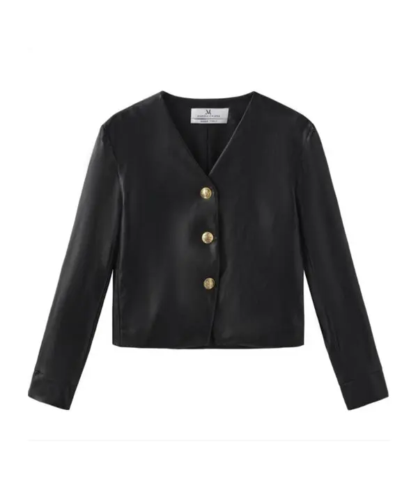 Marissa Chiara V-neck Leather Jacket