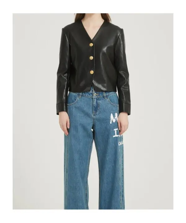 Marissa Chiara V-neck Leather Jacket