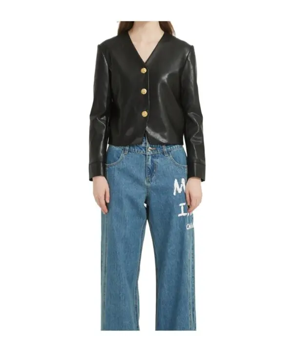 Marissa Chiara V-neck Leather Jacket