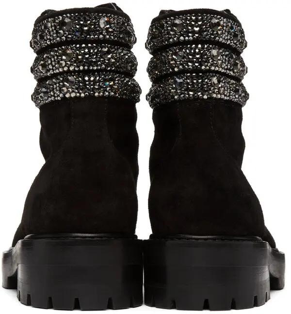 JIMMY CHOO Suede Lace-up Ankle Boots With Embellished Detail