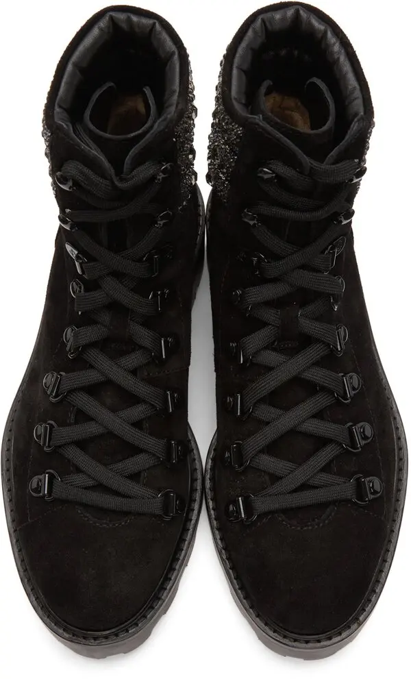 JIMMY CHOO Suede Lace-up Ankle Boots With Embellished Detail