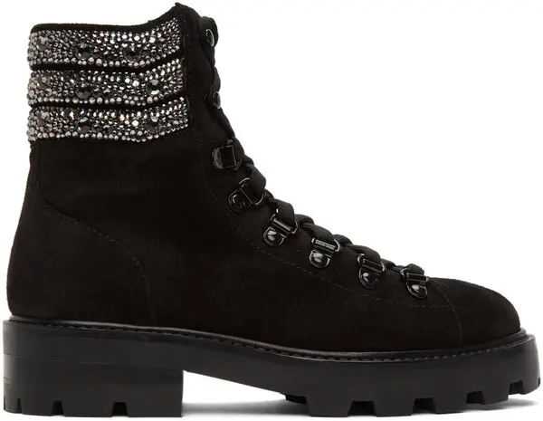 JIMMY CHOO Suede Lace-up Ankle Boots With Embellished Detail