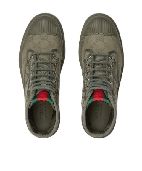 Gucci Monogrammed Lace-up Boots - Dark Green