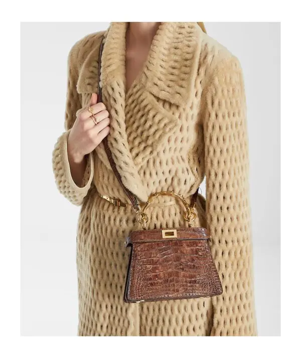 Fendi Light Stonewash Effect Crocodile Leather Bag - Brown