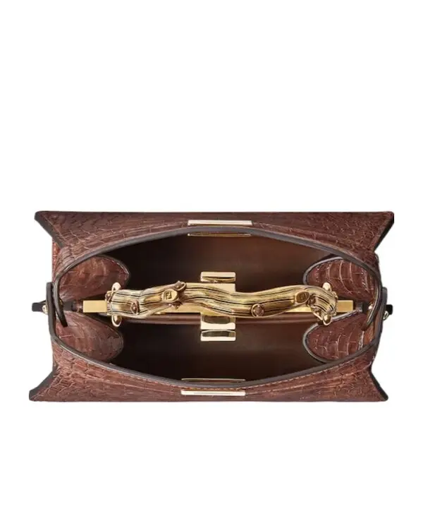 Fendi Light Stonewash Effect Crocodile Leather Bag - Brown