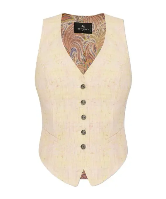 Etro Sleeveless V-neck Waistcoat With Button Closure