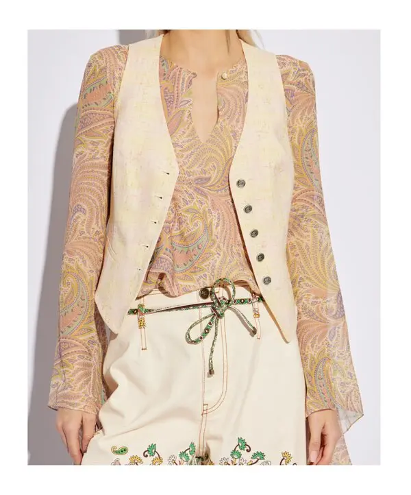 Etro Sleeveless V-neck Waistcoat With Button Closure