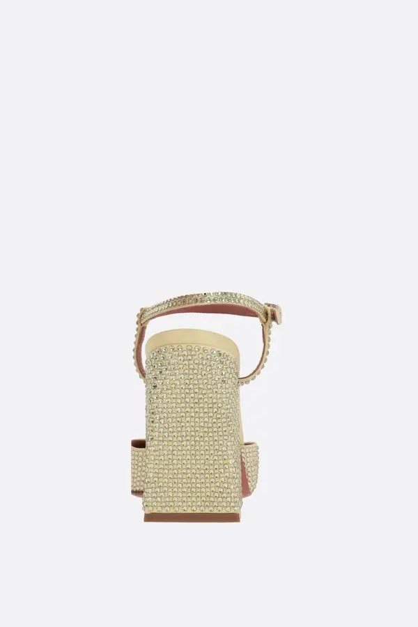 Amina Muaddi Crystal Embellished High Heel Sandals