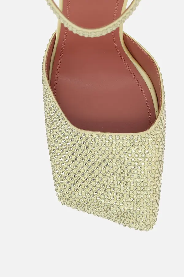 Amina Muaddi Crystal Embellished High Heel Sandals