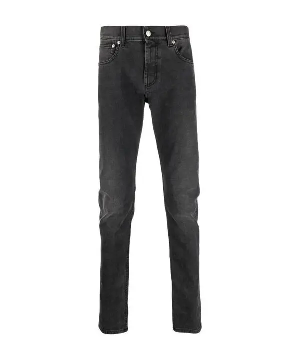 Alexander McQueen Graffiti Logo Embroidered Slim Fit Jeans