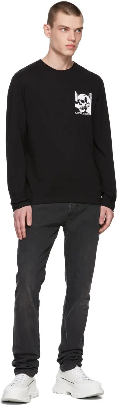 Alexander McQueen Graffiti Logo Embroidered Slim Fit Jeans