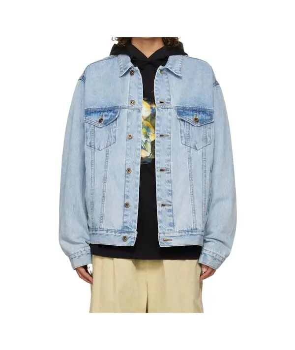 We11Done Faded Denim Lapel Coat - Blue