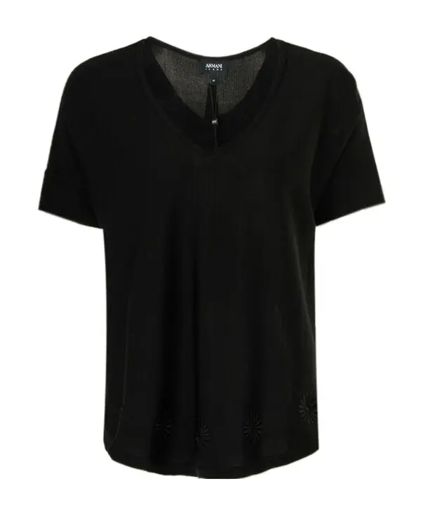 Emporio Armani Logo Embellished V-neck T-shirt