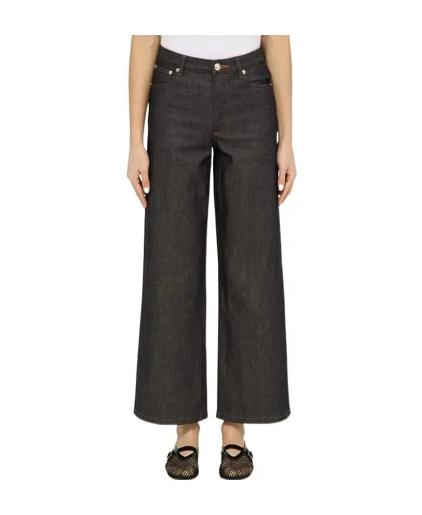 A.p.c. Belted Wide-leg Denim Trousers - Black