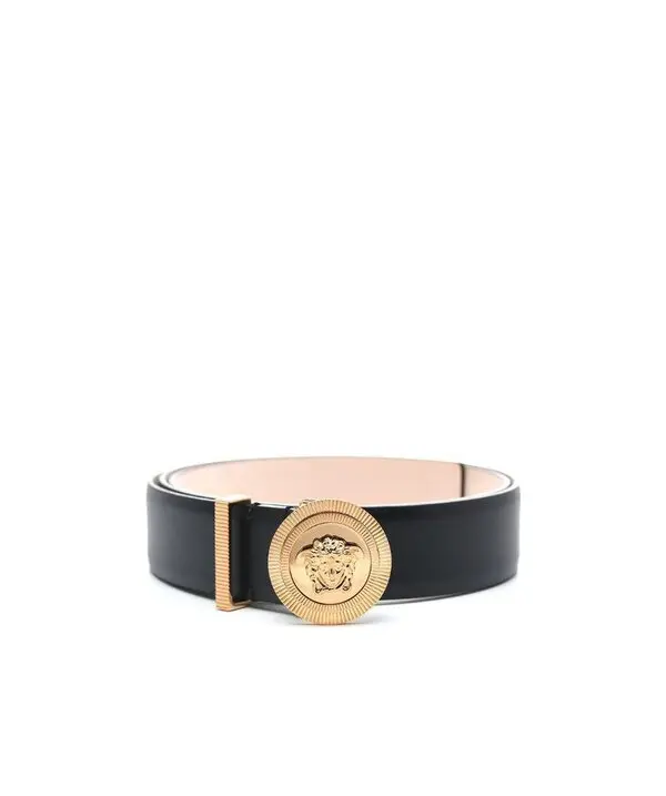 Versace Logo Plaque Buckle Belt - Nude