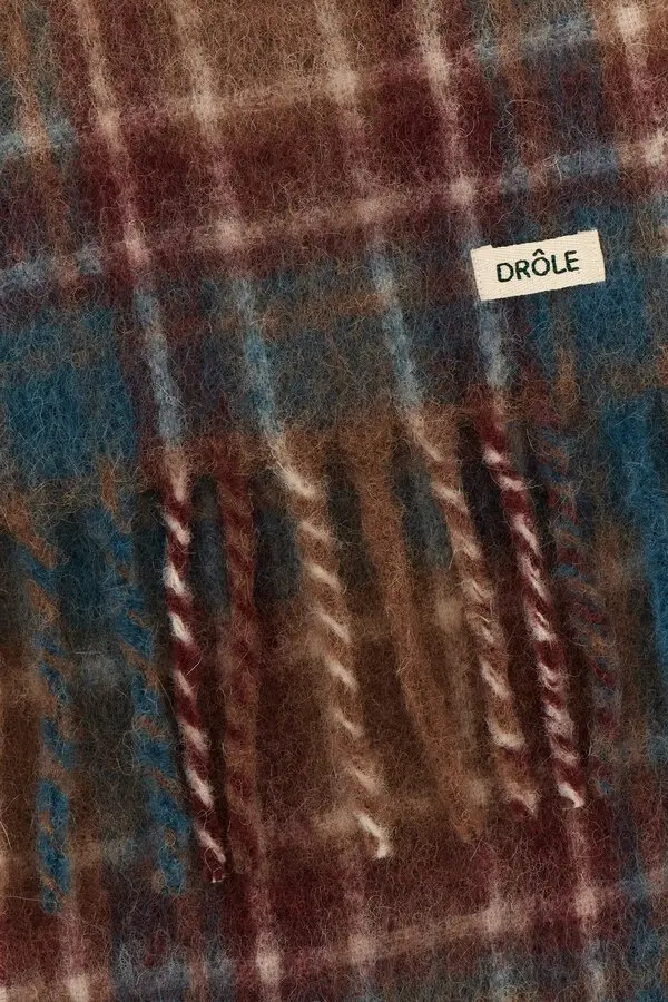 Drole De Monsieur Drôle De Checked Fringed Scarf