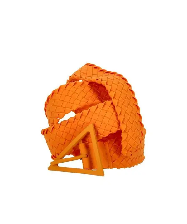 Bottega Veneta Raffia Buckle Belt - Orange